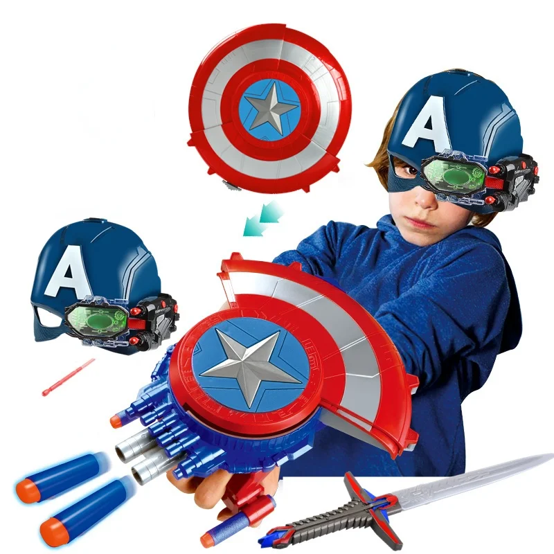 Children Toy Soft Darts Bullets Gun America Hero Captain Shield Action ...