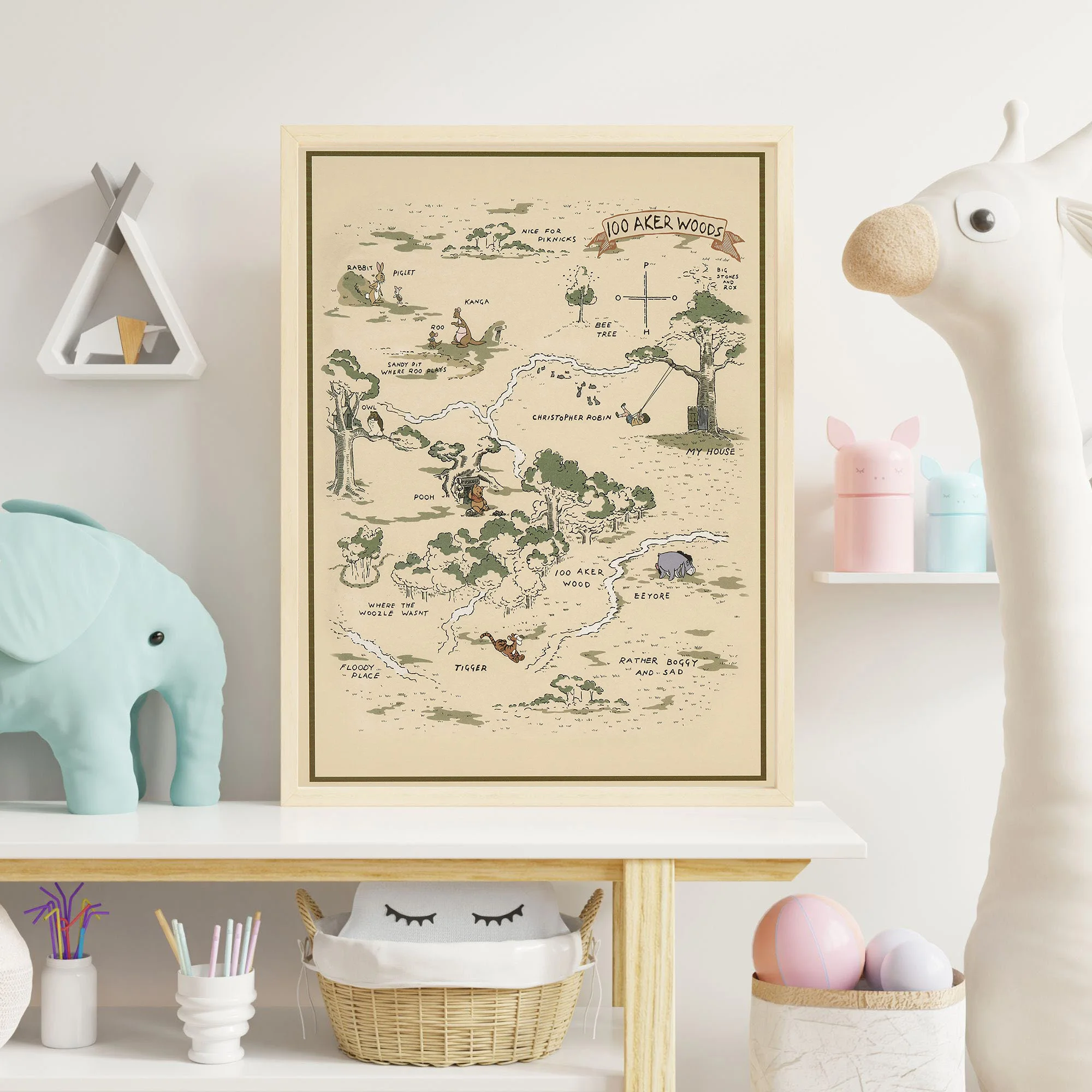 Disney-Winnie-The-Pooh-Hundred-Acre-Wood-Map-Poster-Vintage-Wall-Art ...