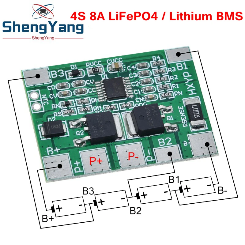 BMS 4S 3.2V 3.7V 8A LiFePO4 / Lithium Battery Charge Protection Board 12.8V 14.4V 18650 32650 ...