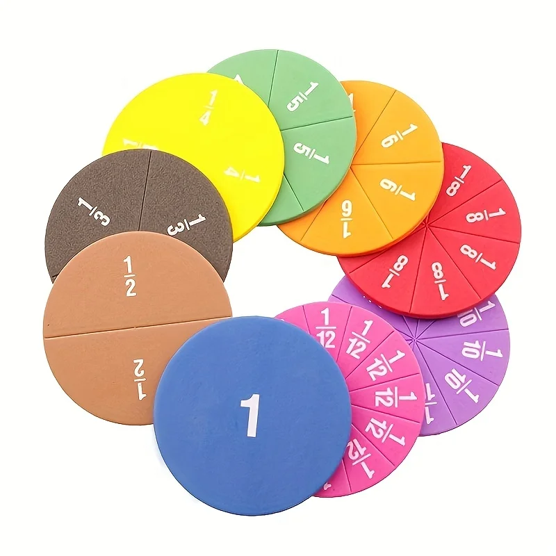 51pcs-Colorful-Magnetic-Fractions-Math-Teaching-Tool-EVA-Round-Shape ...