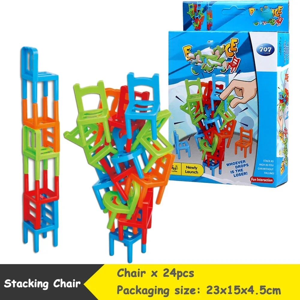 24PCS-Set-Mini-Balance-Chairs-Game-Stacking-Blocks-Interactive ...