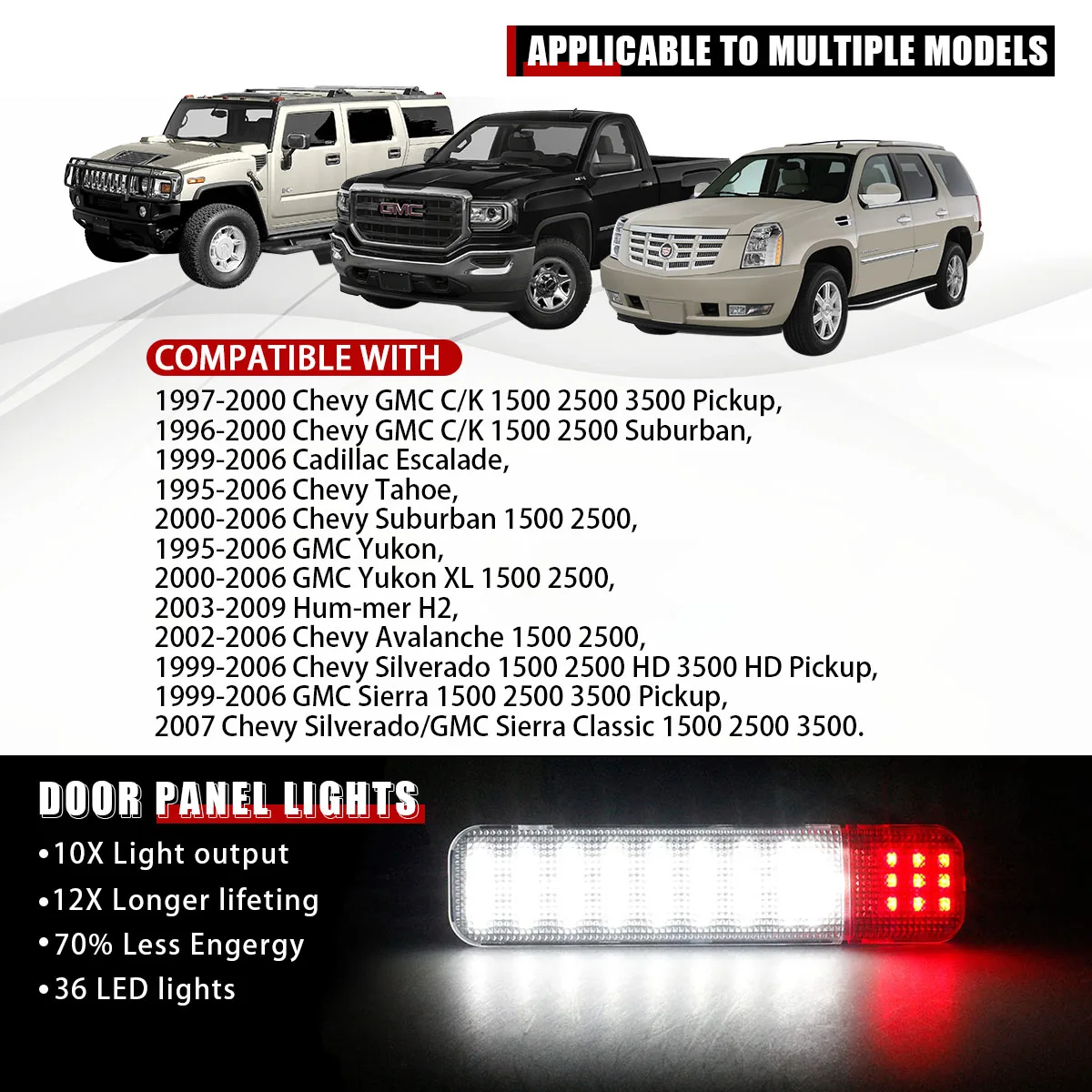 Luces Interiores LED Chevrolet Panel De Puerta Led De Cortesía Para ...