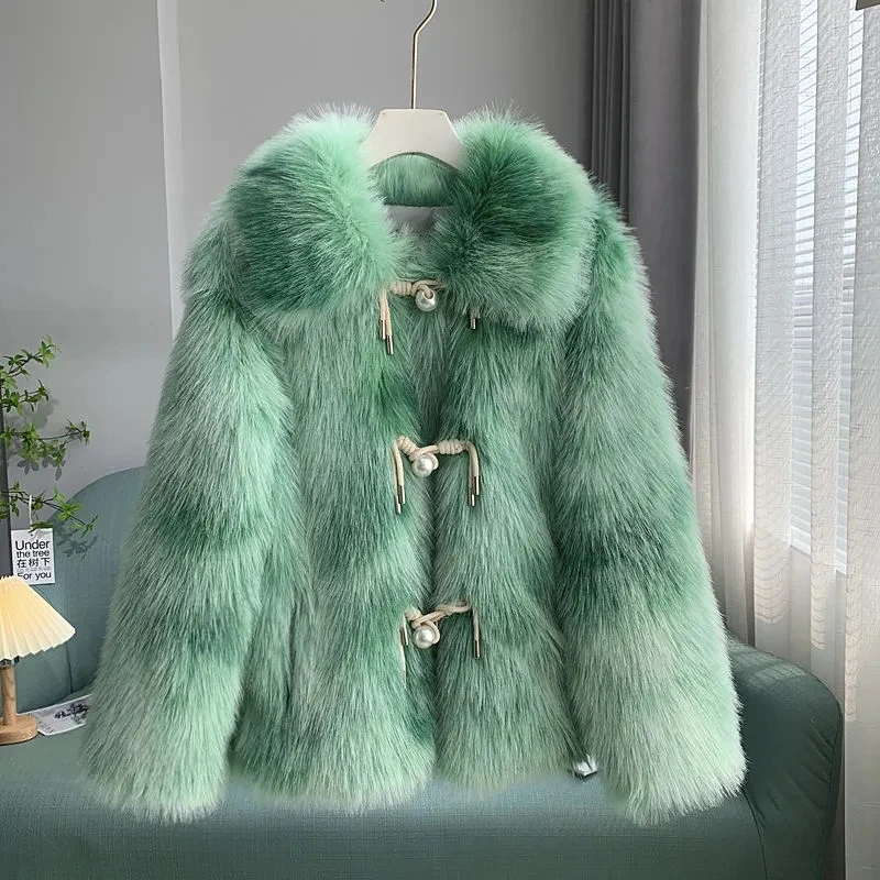 2023-New-Korea-Faux-Fox-Fur-Grass-Coat-Women-s-Winter-Jacket-Mid-Long ...