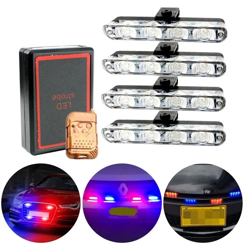 Car-Front-Grille-Light-Strobe-Red-Blue-Emergency-Remote-Wireless ...