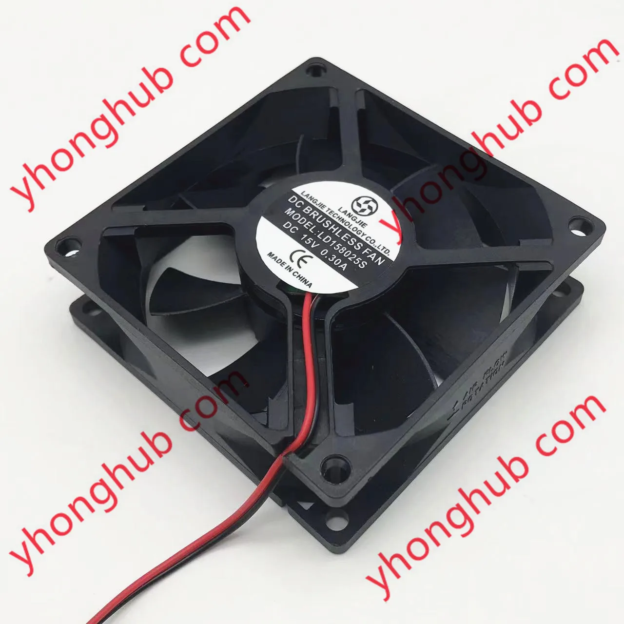 LANG JIE LD158025S DC 15V 0.30A 80x80x25mm 2 Wire Server Cooling Fan ...