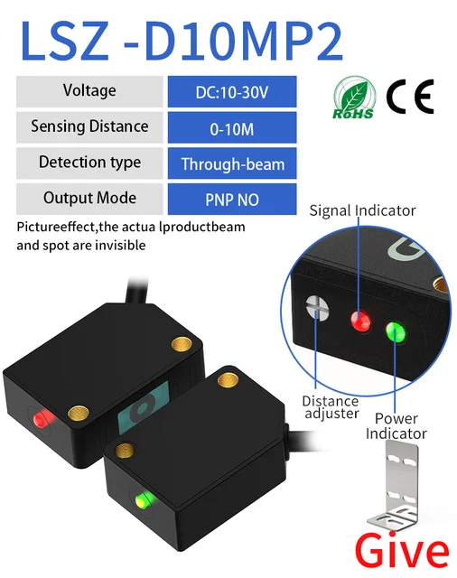 GTRIC Laser Photoelectric Sensor Infrared Beam Visible Spot Through ...