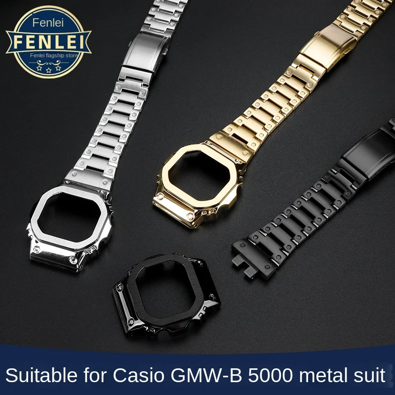 For-Casio-G-SHOCK-GMW-B5000-Soild-stainless-steel-Watch-Set-strap-small ...