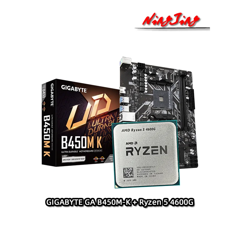 Amd ryzen 5 4600g r5 4600g cpu + gigabyte ga b450m k amd b450 ddr4 ...