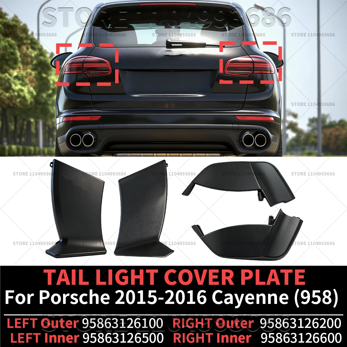 For Porsche 2015 2016 Cayenne S Turbo (958 92A) Tail light Cover Plate ...