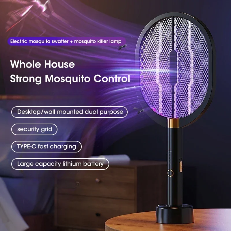 Rechargeable-Electric-Mosquito-Racket-Anti-Mosquito-Bug-Zapper-USB-Fly ...