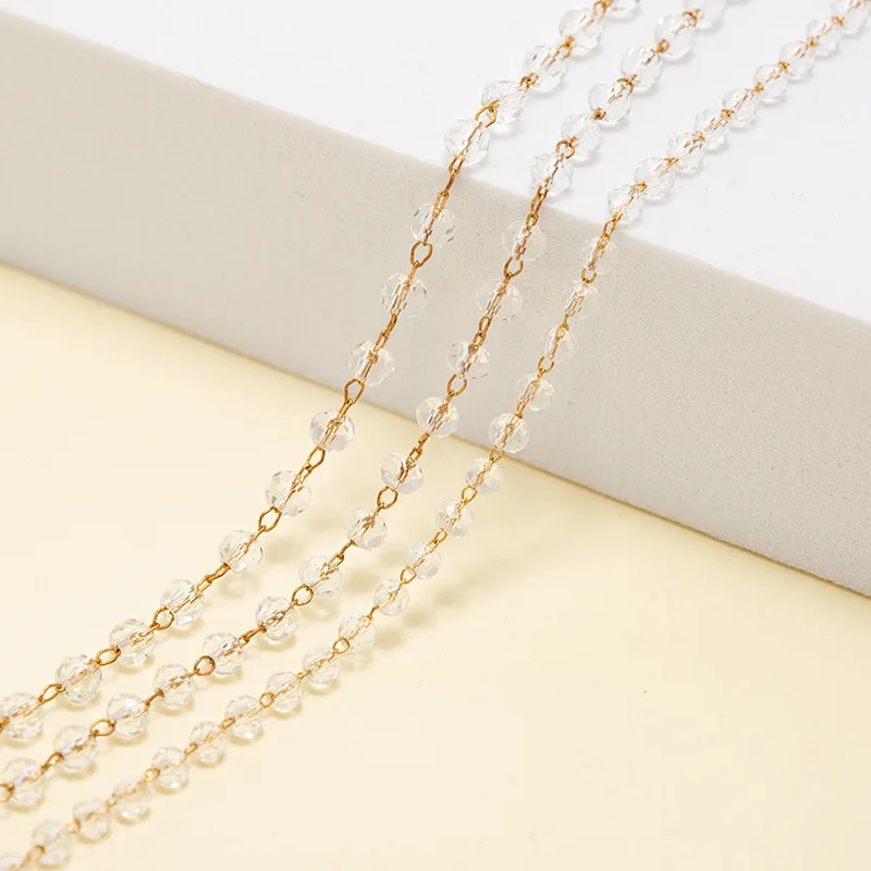 10m 3/4MM Encrypted White Crystal Chain For DIY Jewelry Clothing ...