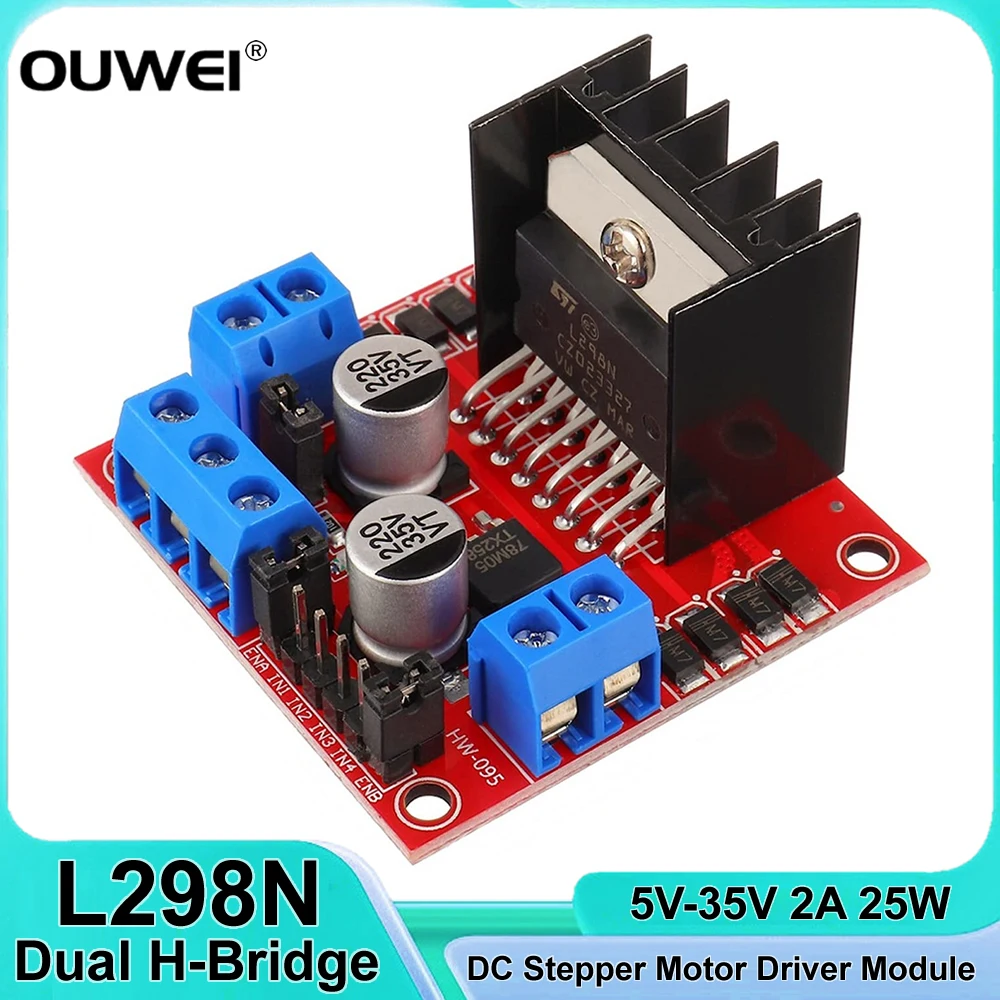 L298N DC Stepper Motor Driver Board Module Smart Car Robot Breadboard ...