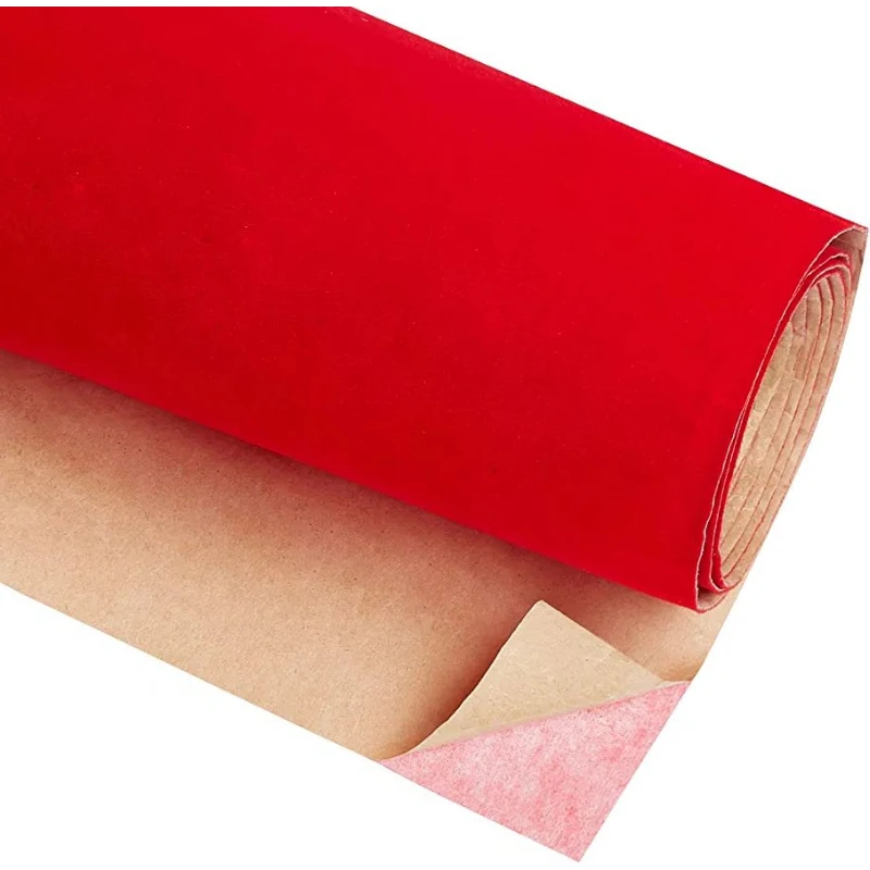 45cm-Width-Red-Self-Adhesive-Flocking-Velvet-Fabric-Roll-Soft-Velvet ...