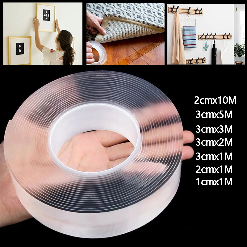 1-10M-Nano-Tape-Double-Sided-Tape-Transparent-Reusable-Waterproof ...