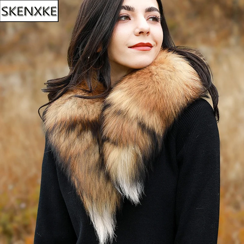 Large-Fox-Tail-Fluffy-Real-Fox-Fur-Scarf-Women-Winter-Warm-100-Real-Fur ...