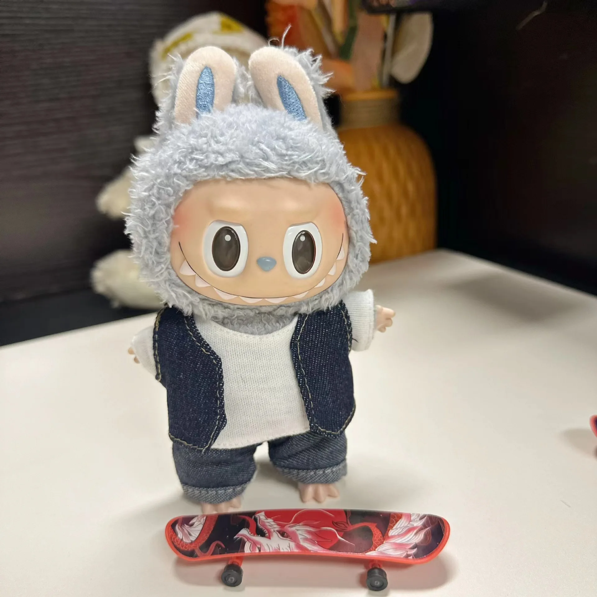 17cm-Labubu-Idol-Dolls-Clothes-Skateboard-T-shirt-Denim-Suit ...