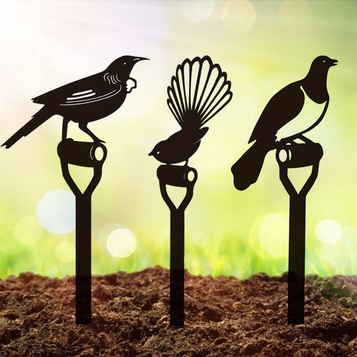 Rustic-Garden-Decoration-1pc-Bird-On-A-Spade-Metal-Statue-Perfect-for ...
