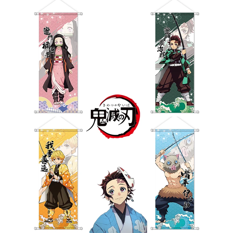 Demon-Slayer-Silk-Fabric-Wall-Hanging-Painting-Tanjirou-Nezuko-Zenitsu ...
