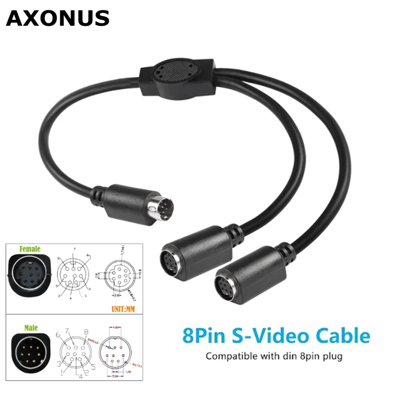 1.6FT/50CM S-Video 8 Pin Mini DIN Y Splitter Connector Cable 8Pin S ...