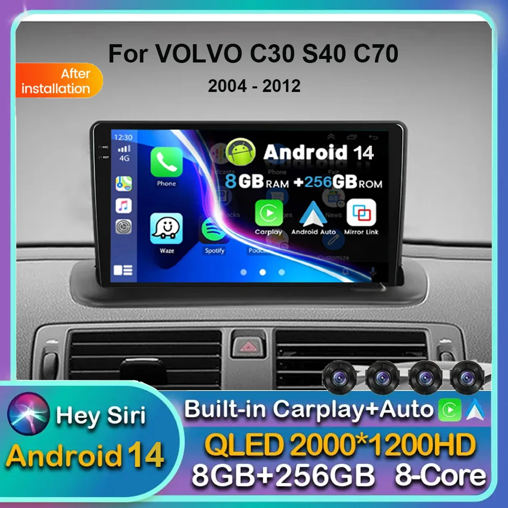 Android-14-Carplay-Auto-For-VOLVO-C30-S40-C70-2006-2010-2011-2012-Car ...