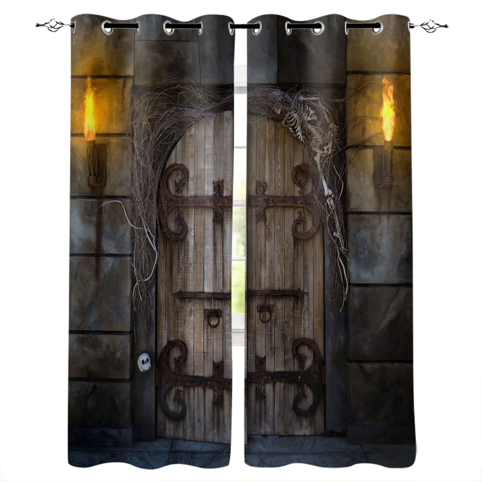 Porta-de-madeira-castelo-rattan-janela-cortinas-para-sala-estar-decora ...