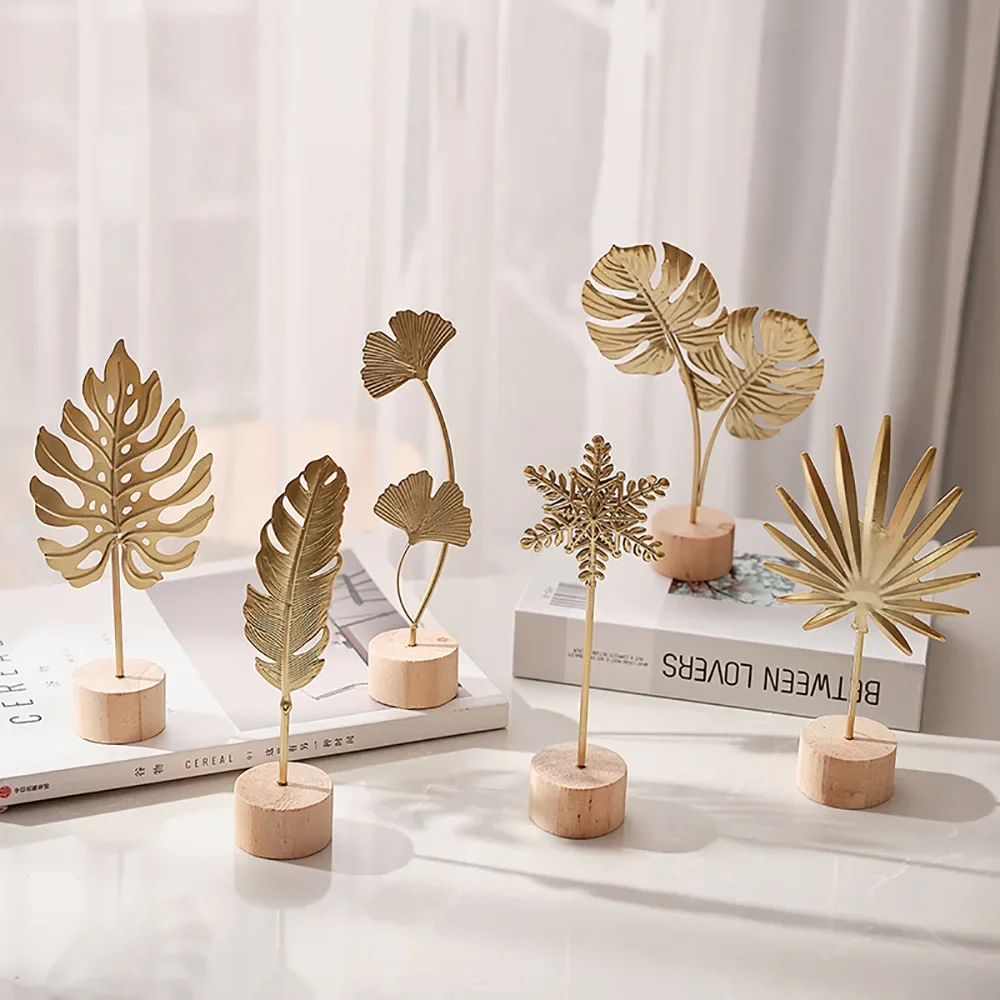 1pcs-Golden-Ginkgo-Leaf-Feather-Metal-Model-Figurines-Manual-Desktop ...