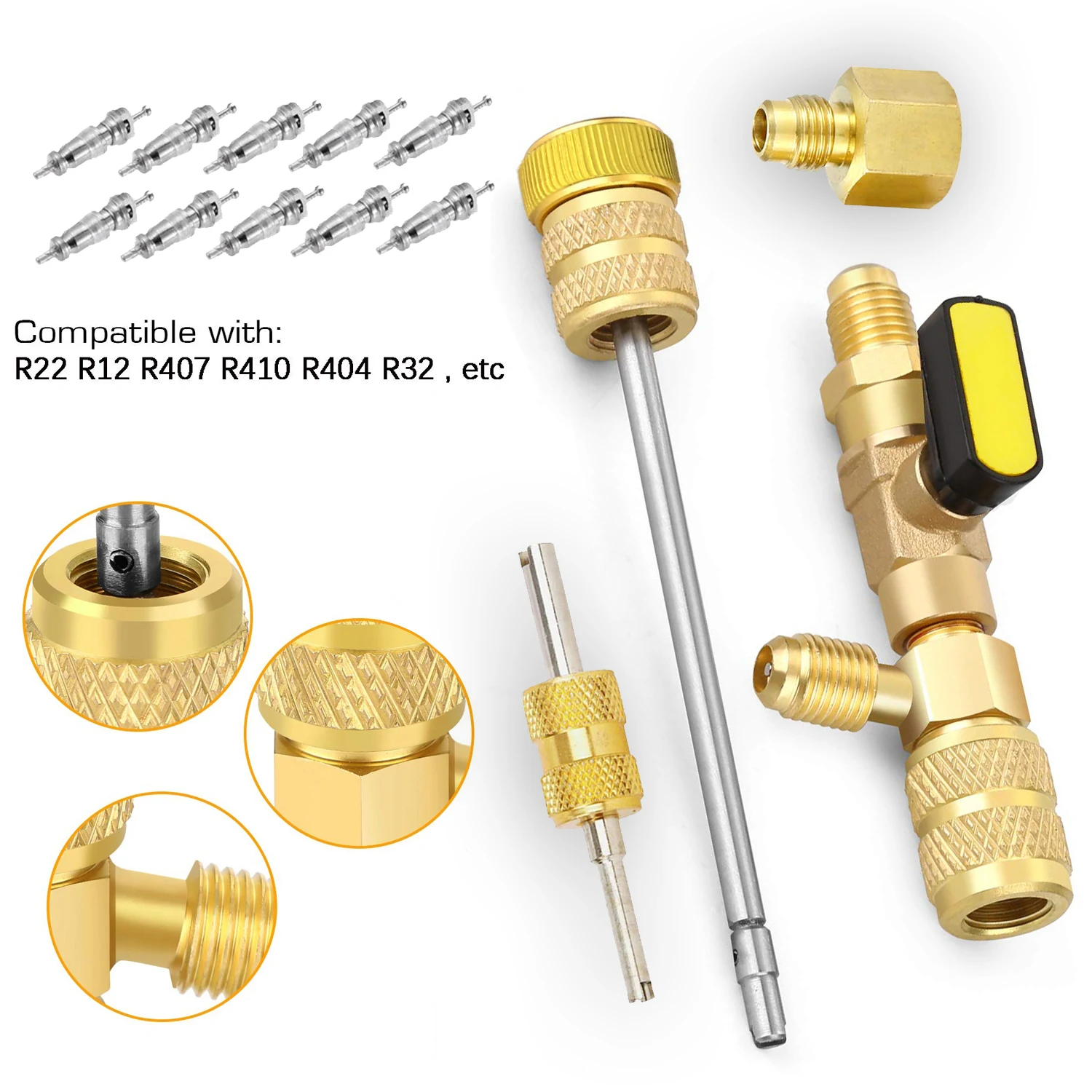 HVAC Refrigerant Service Tool Stanbroil Valve Core Tool - Dual Size 1/4 ...