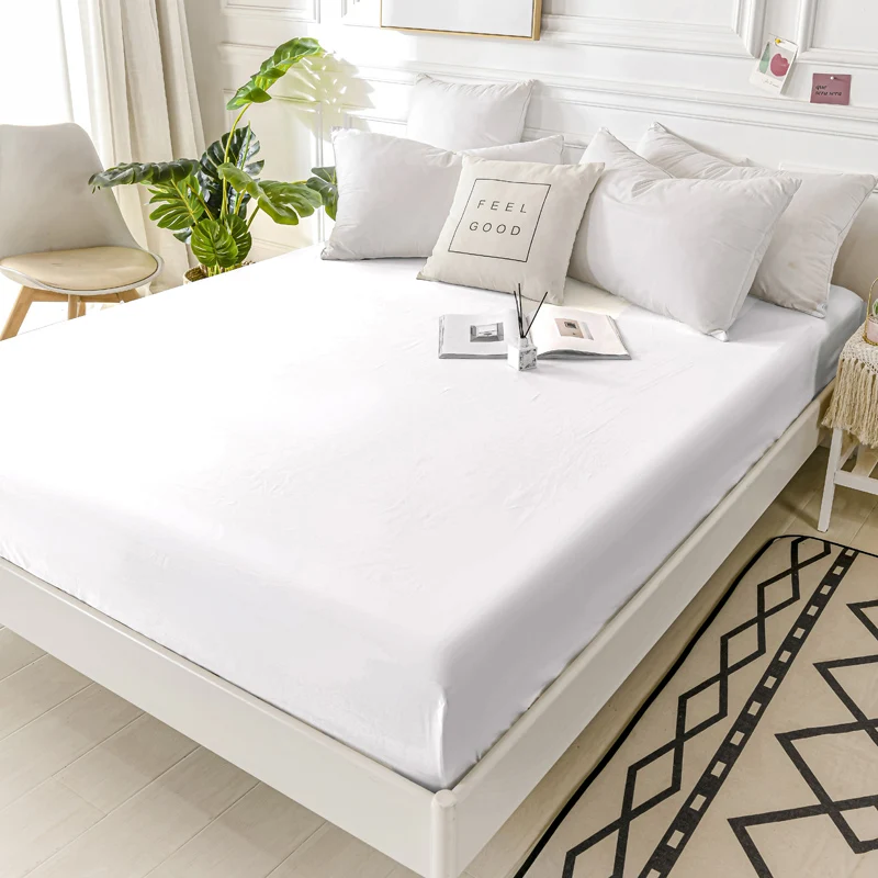 Cotton-Fitted-Sheet-With-Elastic-Band-Bed-Sheet-Single-Double-Queen ...