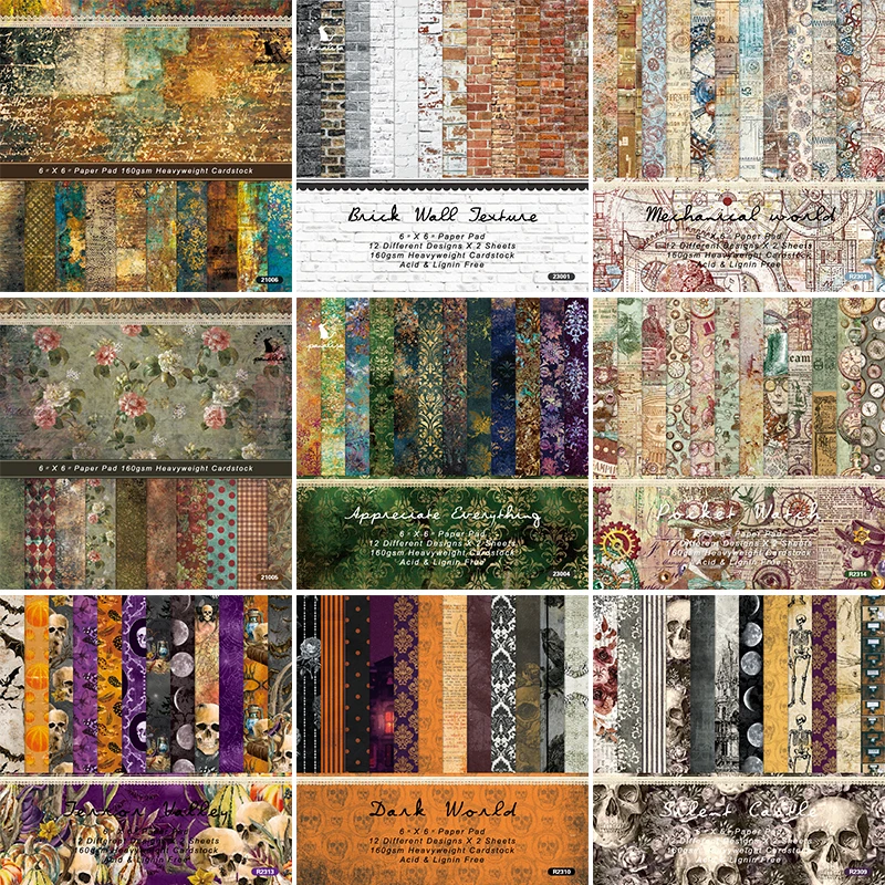 12-Sheets-Mechanical-Steampunk-Scrapbook-Background-Paper-Pads-Junk ...