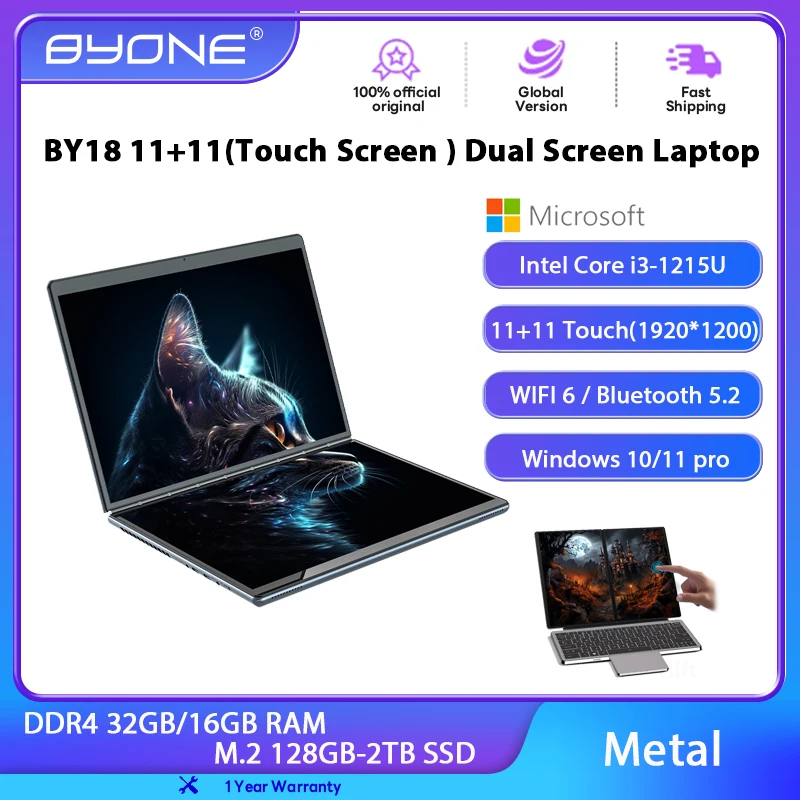 BYONE-11-11-Inch-Dual-Screen-Laptop-Intel-Core-I3-Gaming-Laptop-Dual ...