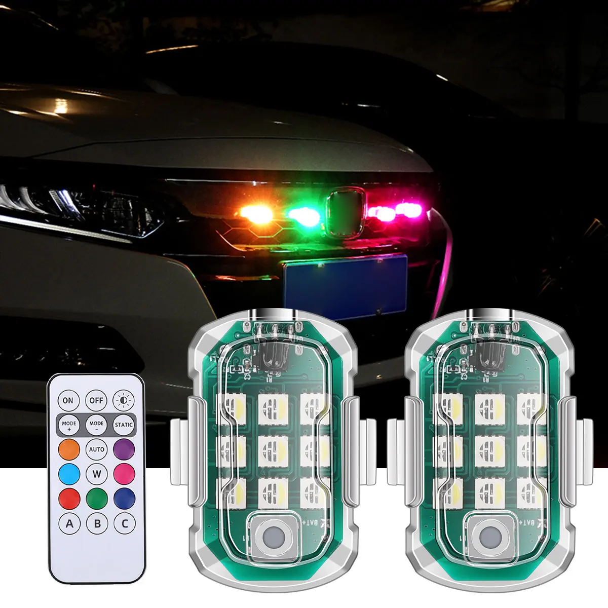 Car Anti-collision Warning Light Driving Strobe Lamp Wireless Remote ...