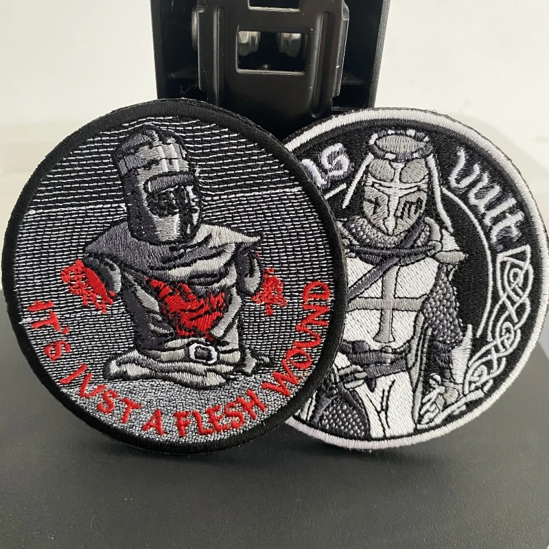 It-s-Just-A-Flesh-Wound-Embroidery-Tactical-Patches-Deus-Vult-Crusader ...