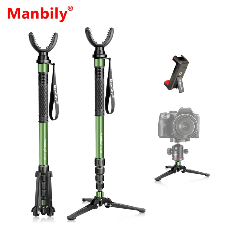 Manbily G-333 Aluminum Tripod Hunting Shooting V Shaped Rotating Yoke ...