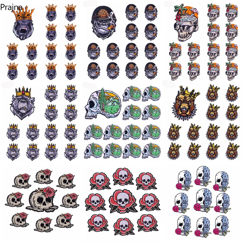 10pcs-Wholesale-Scary-Skull-Embroidery-Patch-Iron-On-Patches-For-Clothing-Punk-Skull-Patches-On ...