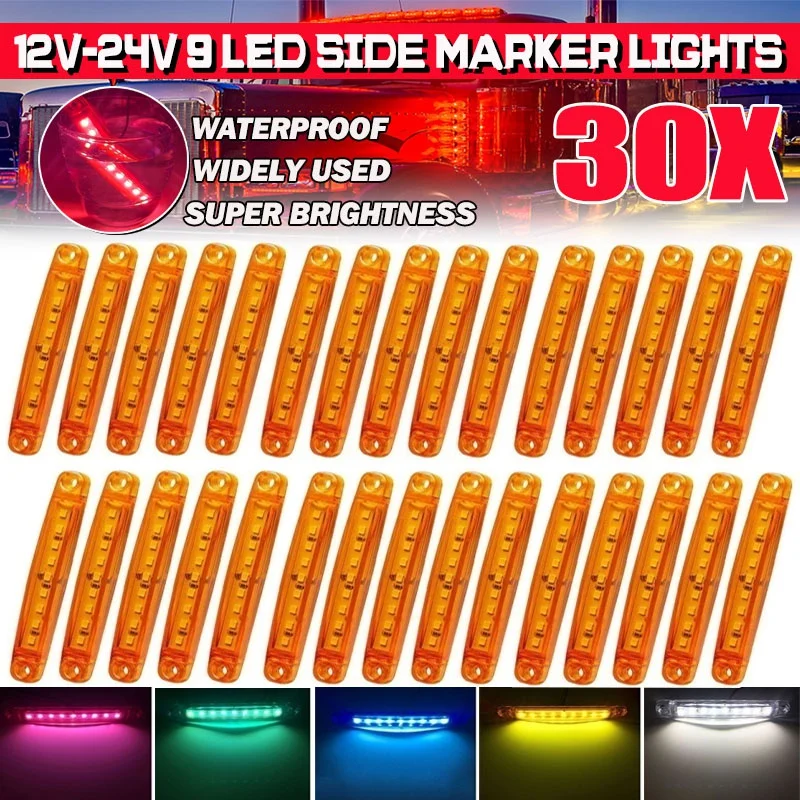 9-LED-12V-24V-LED-Clearence-Light-Front-Rear-Side-Marker-Indicators ...