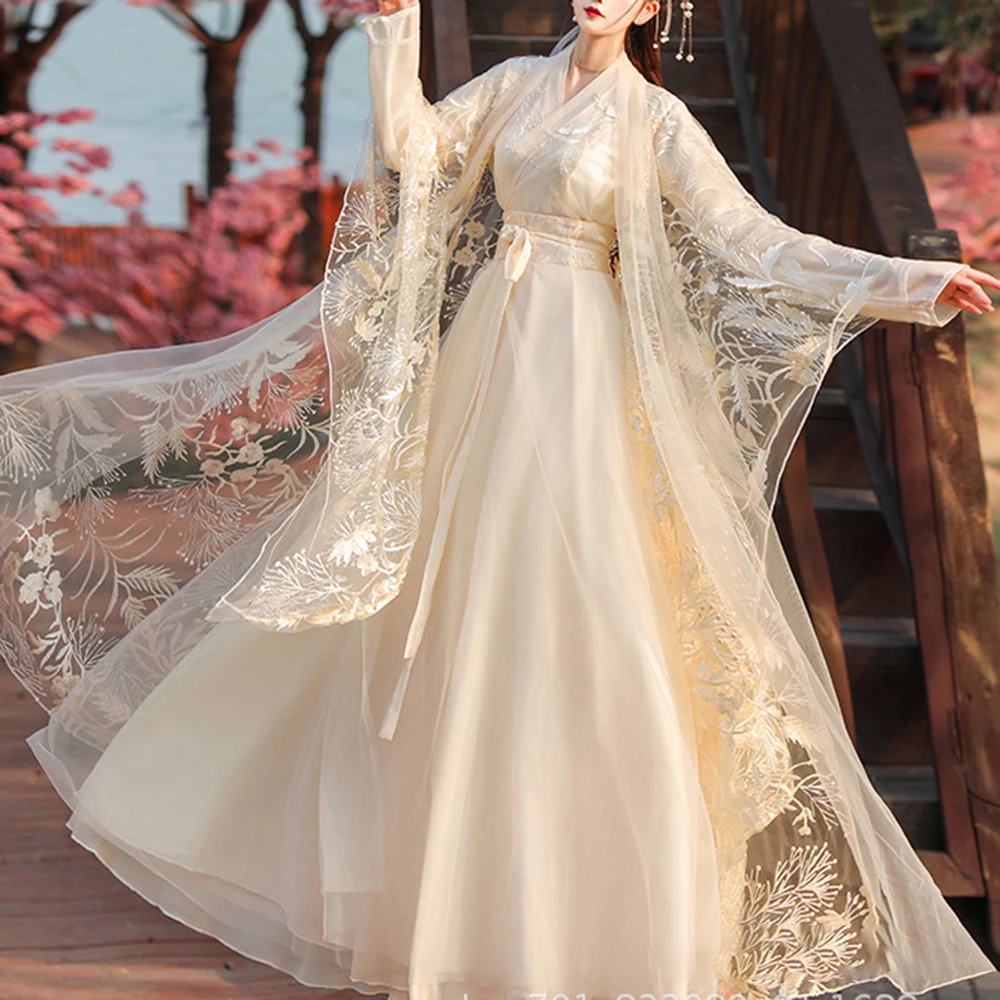 Lace-Embroidery-Hanfu-Female-Costume-Summer-Breathable-Fairy-Chinese ...