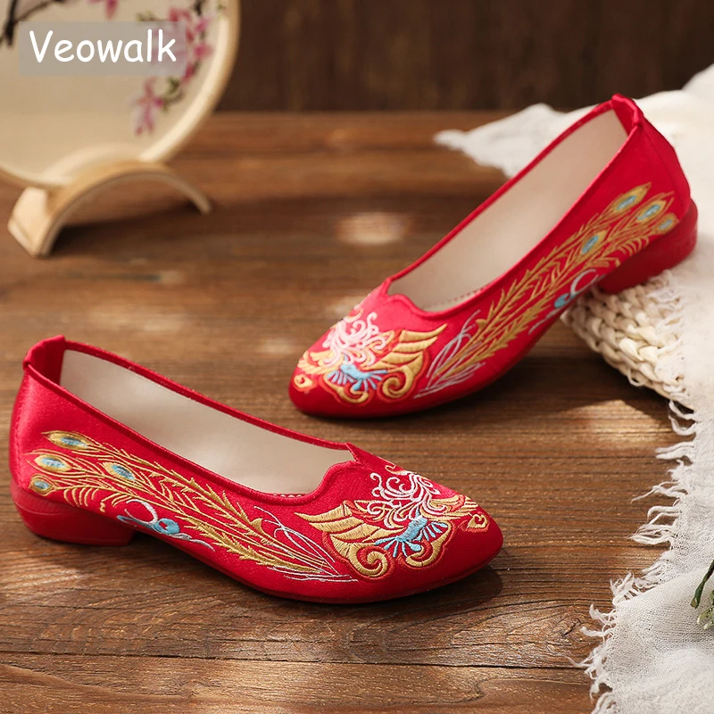 Veowalk-Vintage-Chinese-Style-Women-Silk-Embroidered-Red-Wedding-Shoes ...