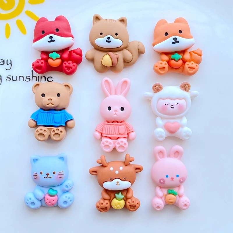 10Pcs New Cute Mini Cartoon Animal Series Flat Back Resin Cabochons ...