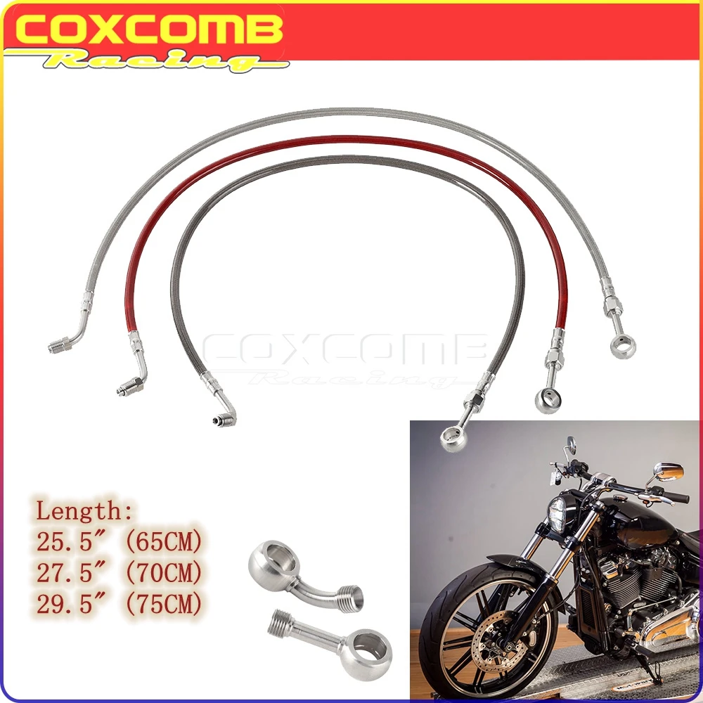Stainless-Front-Upper-Brake-Line-Motorcycle-Hose-Oil-Line-For-Harley ...