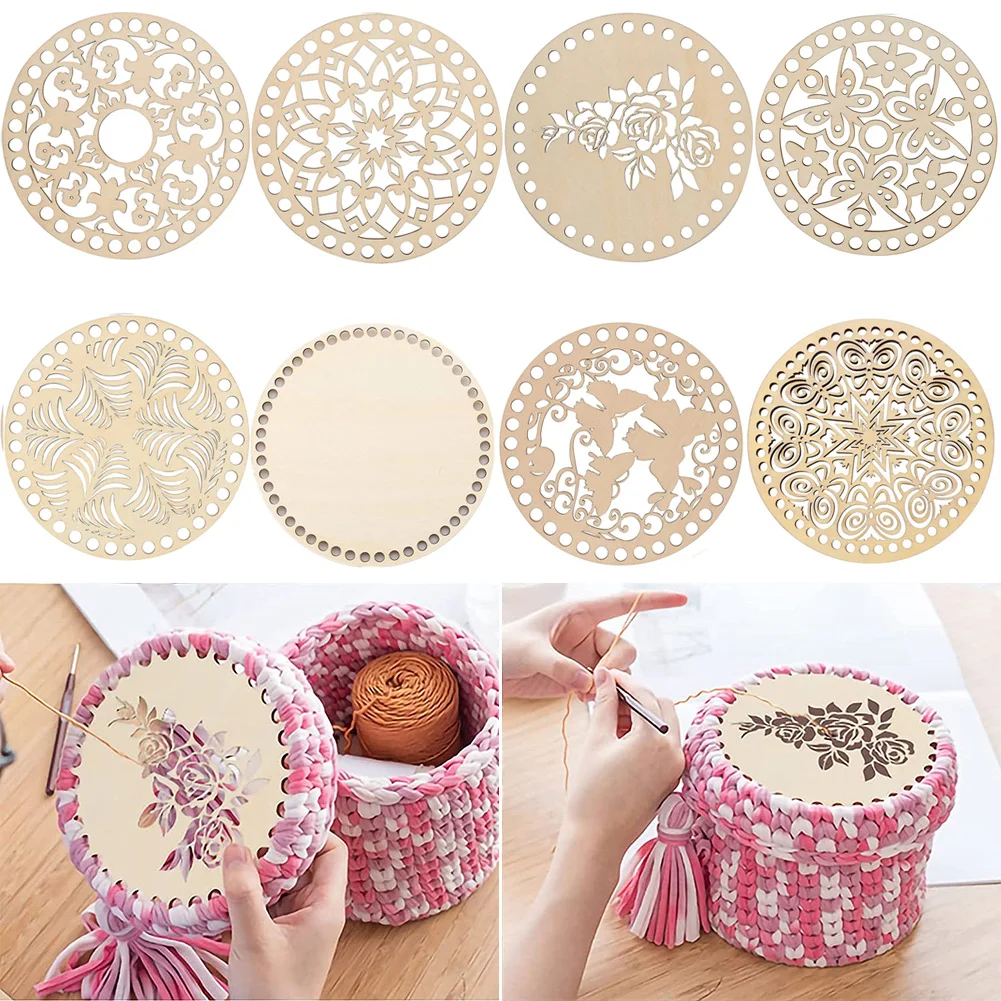 2pcs 140mm Natural Wooden Basket Bottom Crochet Basket Base for DIY ...