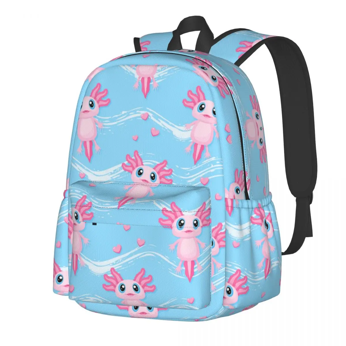 Cute-Pink-Axolotl-Backpack-Animals-Wavy-Camping-Backpacks-Youth-Casual ...