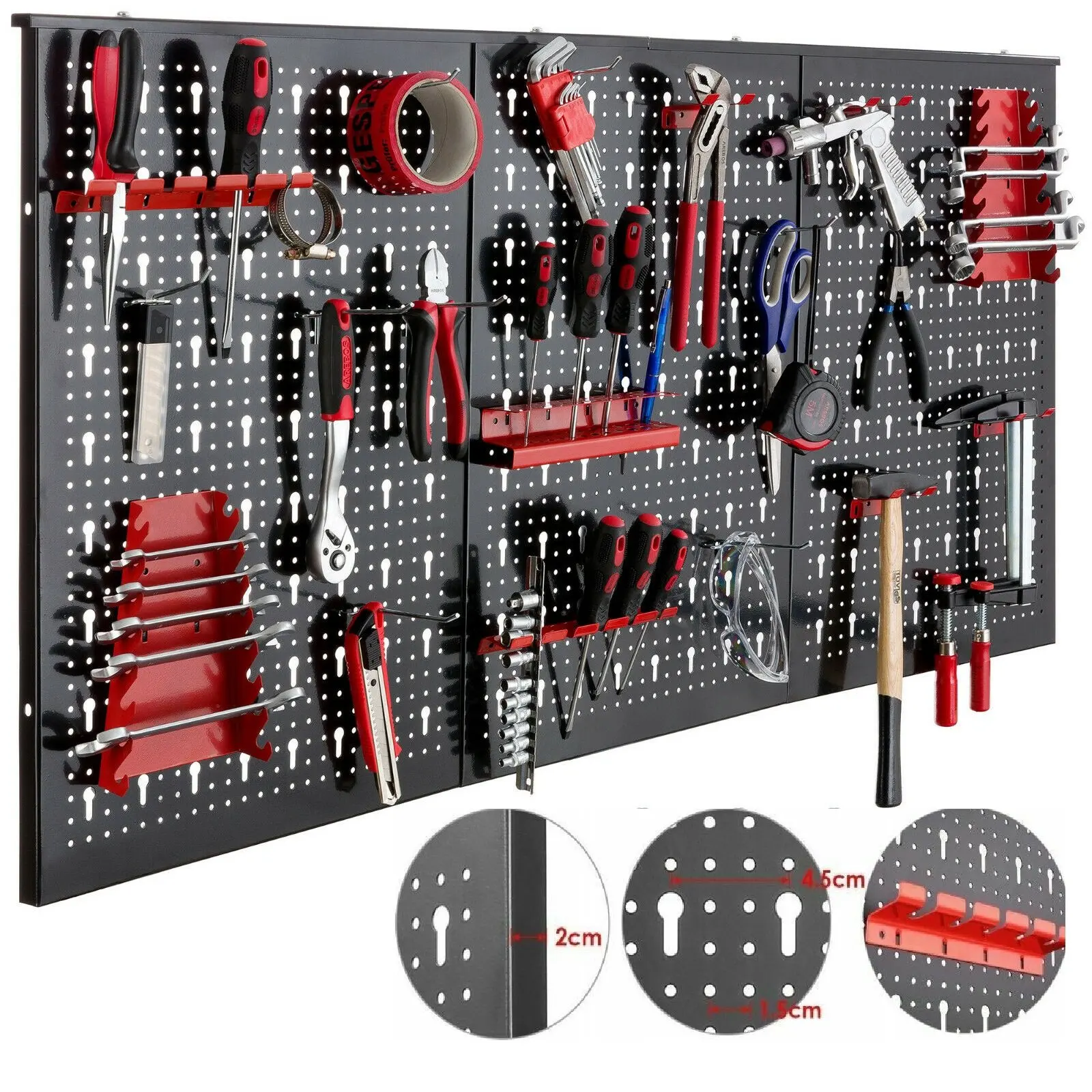 Board-Wall-Organizer-117x60cm-Panel-Metal-Pegboard-Garage-Wall-Pegboard ...