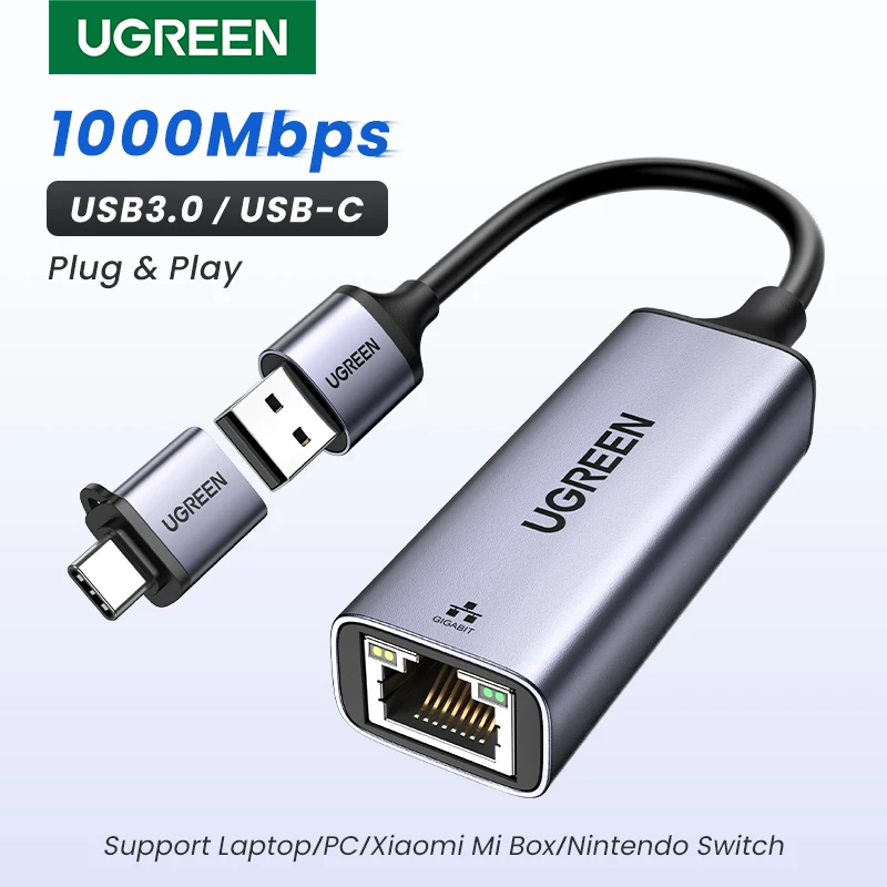 UGREEN USB Ethernet Adapter USB 3.0 Network Card to USB RJ45 Lan for PC ...
