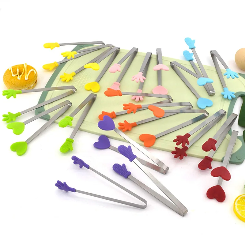 Mini pinzas de silicona antiadherentes de acero inoxidable para asar ...