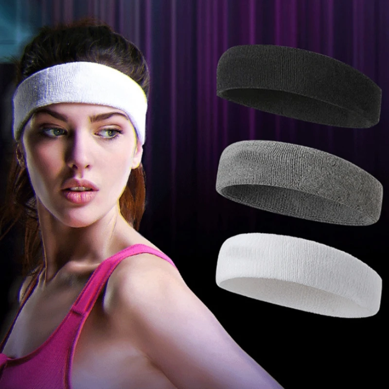 Cotton-Athletic-Headband-Elastic-Sweatbands-Women-Men-Basketball-Sports ...