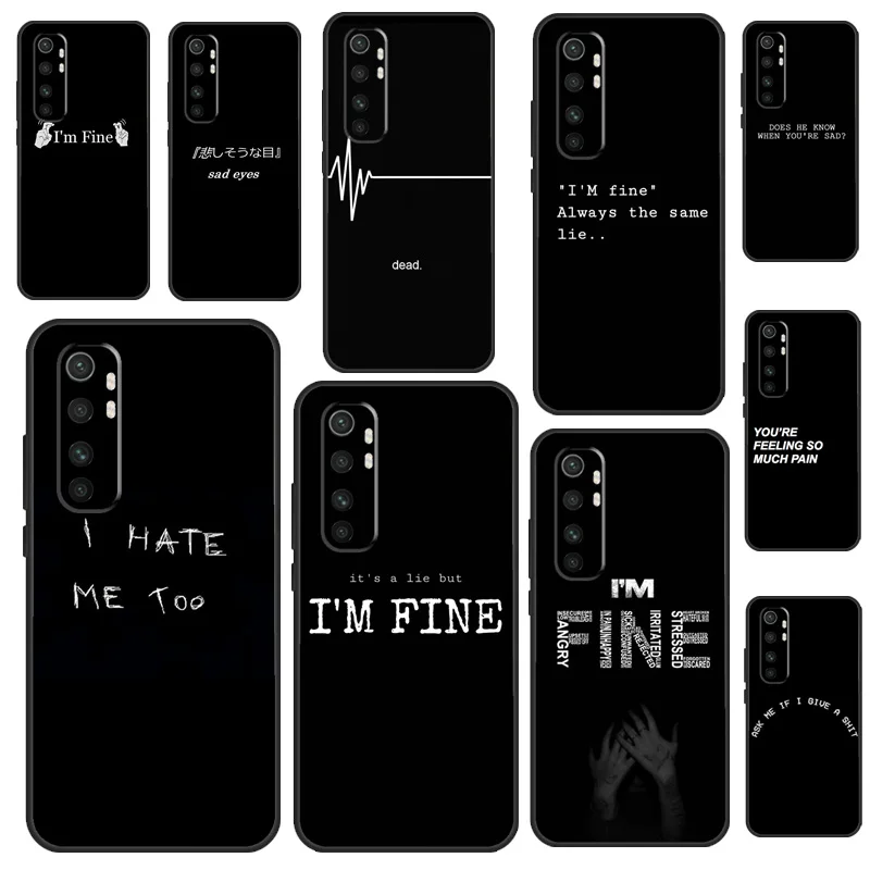 Sad Depression Black Word Aesthetic Phone Case For Poco F3 M3 X3 Pro ...