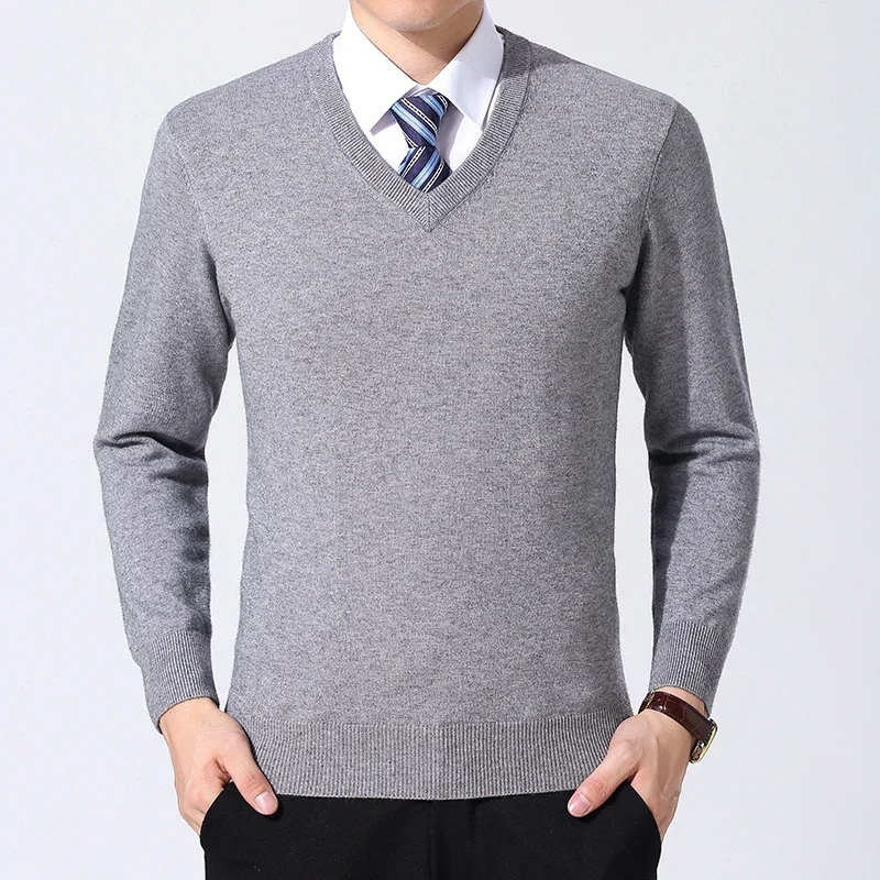 TFETTERS-Spring-Autumn-V-Neck-Pullovers-Mens-Ribbed-Cuff-Long-Sleeved ...