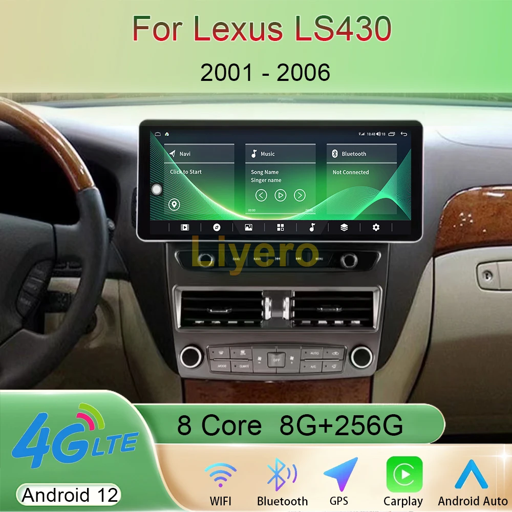 Liyero-12-3-Inch-Android-12-For-Lexus-LS430-2001-2006-Car-Radio-Stereo ...