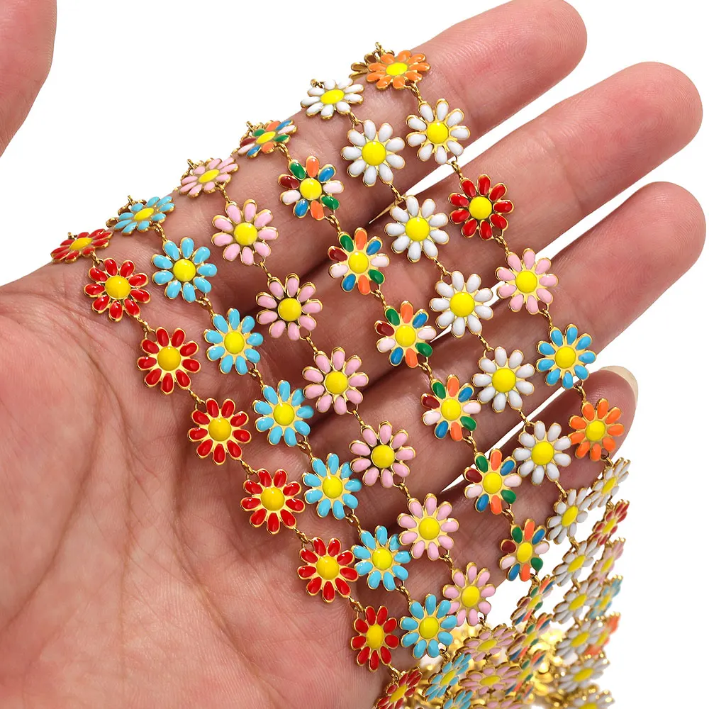 1meter-lot-Stainless-Steel-Daisy-Enamel-Chains-For-Jewelry-Making-DIY ...