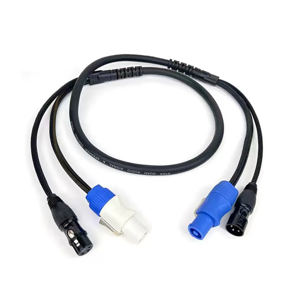 3 Meters/ 1.5 Meters Length Combination Powercon Plug DMX Cable Power ...